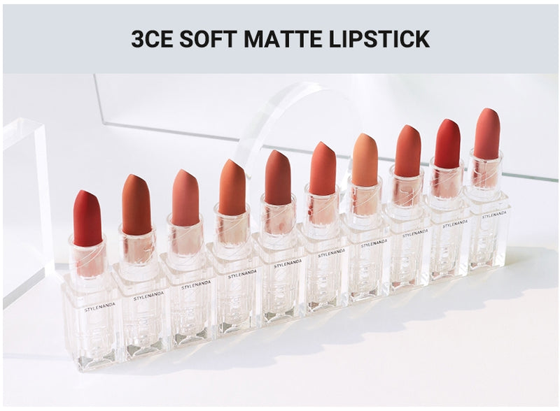 3CE - Soft Matte Lipstick - Korea Cosmetics BN