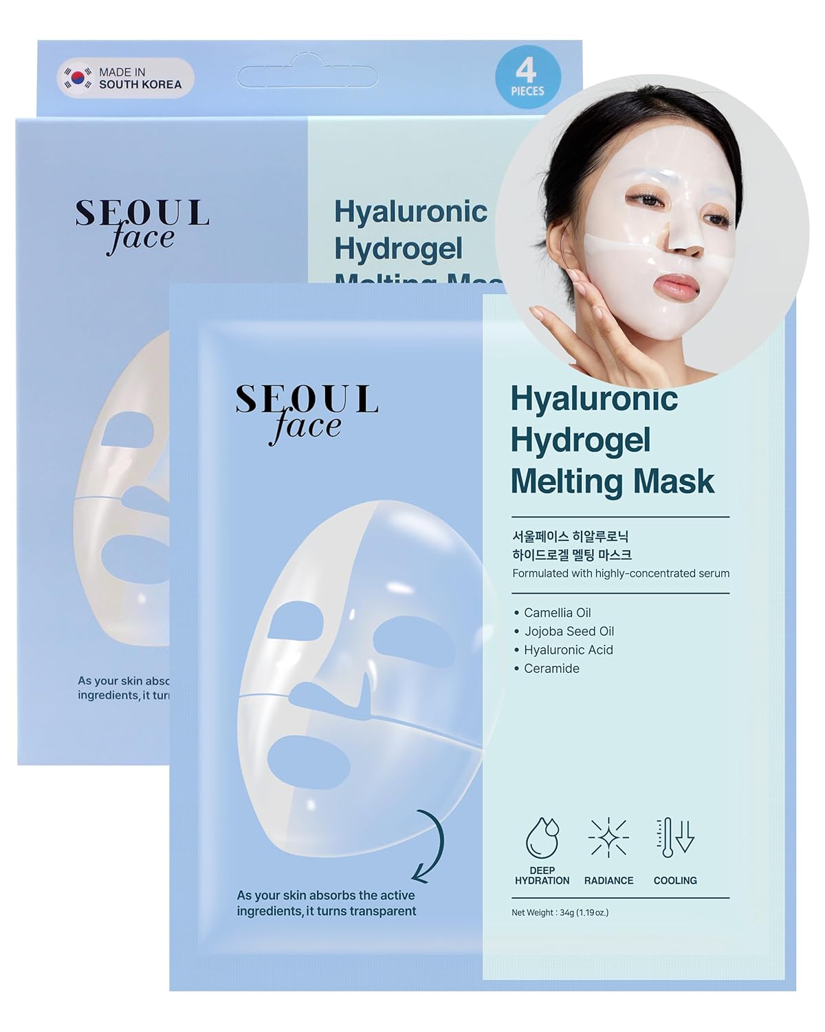DERMAL - Seoul Face Hyaluronic Hydrogel Melting Mask – Korea Cosmetics BN