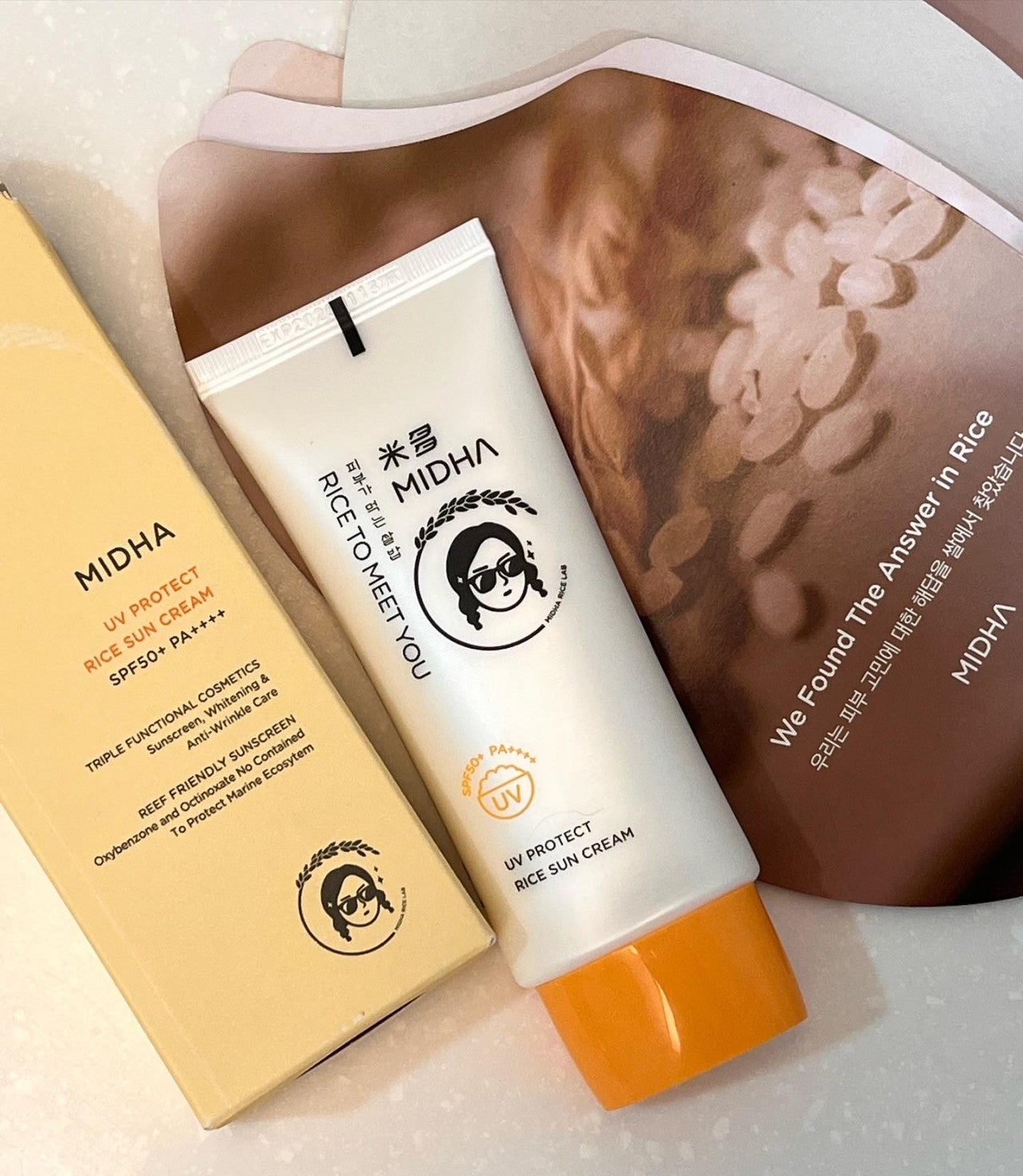 MIDHA - UV Protect Rice Sun Cream SPF50+ PA++++ - Korea Cosmetics BN
