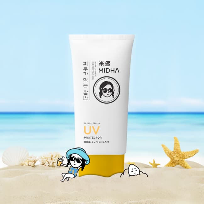 MIDHA - UV Protect Rice Sun Cream SPF50+ PA++++ - Korea Cosmetics BN