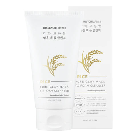 THANK YOU FARMER - Rice Pure Clay Mask To Foam Cleanser - Korea ...